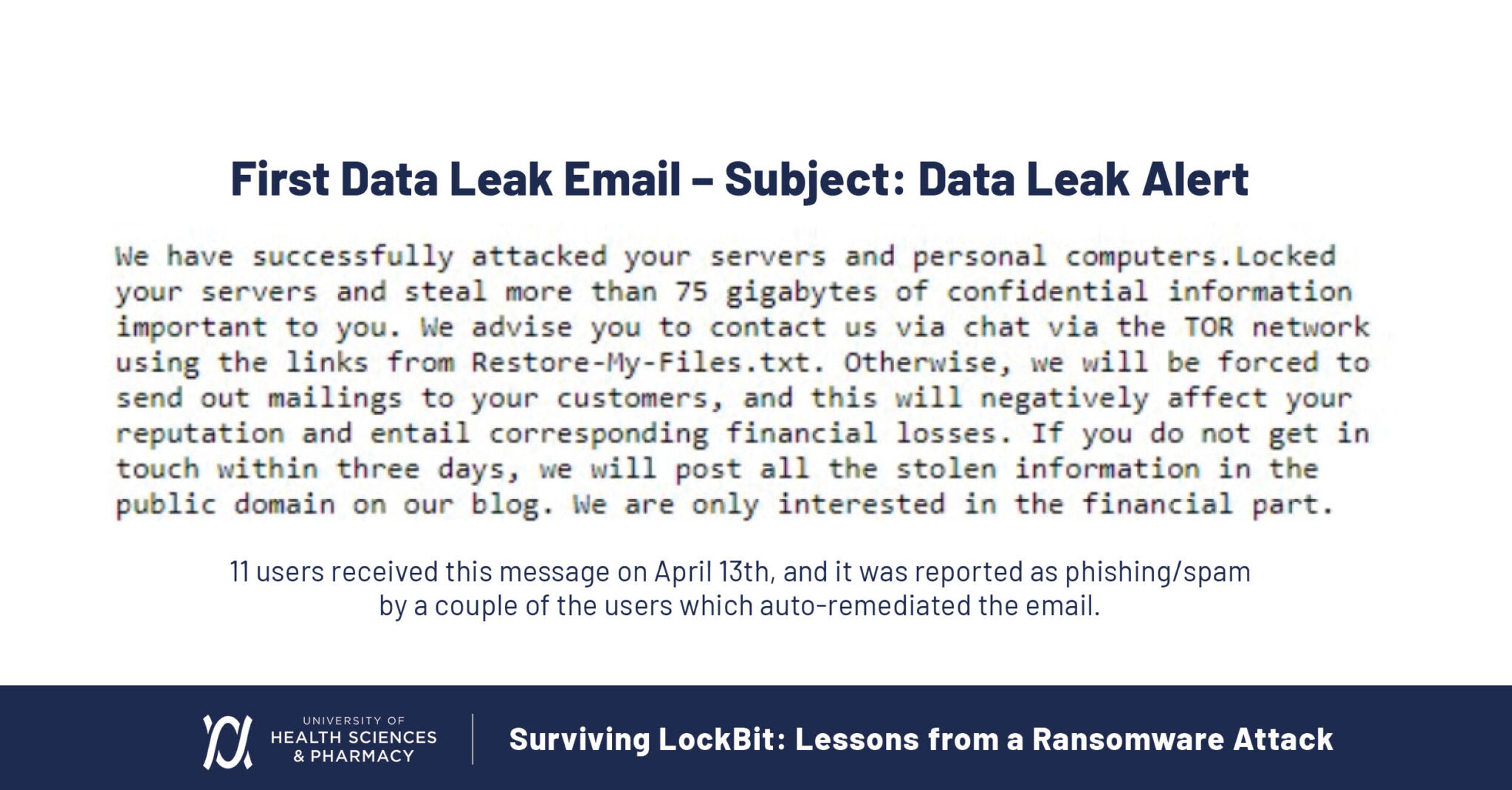 Surviving LockBit: Lessons from a Ransomware Attack